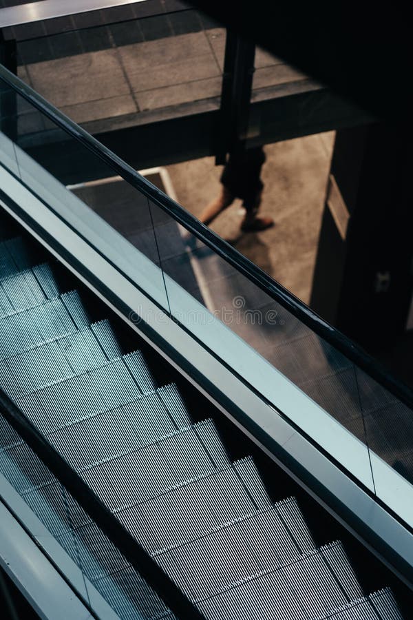 High Angle Shot of an Escalator Stock Photo - Image of move, escalator ...