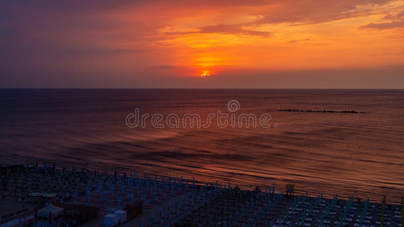 High Angle Shot of Florence Sunset in Rimini Beach Italy Stock Photo ...