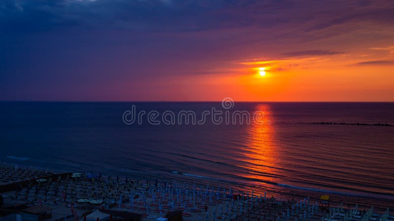 High Angle Shot of Florence Sunset in Rimini Beach Italy Stock Photo ...