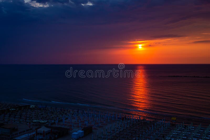 High Angle Shot of Florence Sunset in Rimini Beach Italy Stock Photo ...