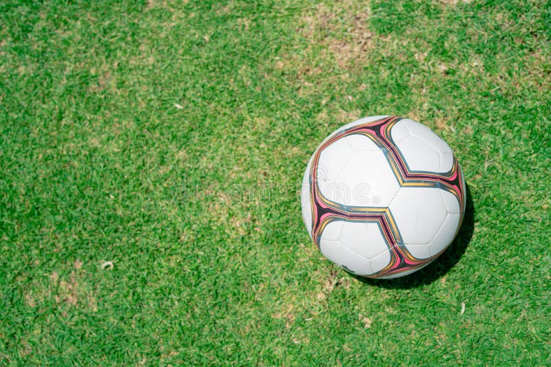 High Angle Shot of a Football Ball on a Field Lawn Stock Image - Image ...