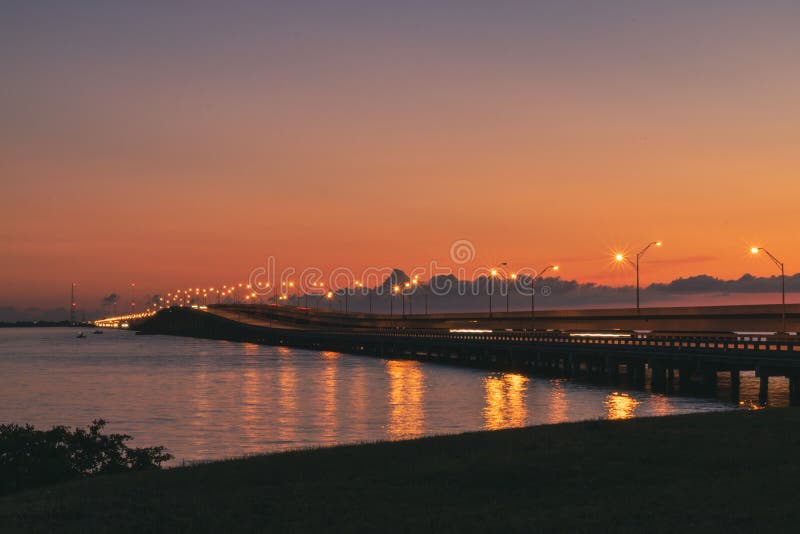 High Angle Shot of Gandy Bridge in Tampa in Florida at Night Stock ...