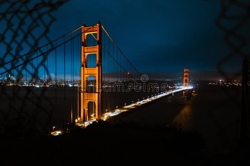 High Angle Shot of the Golden Gate Bridge Under a Dark Blue Sky at ...