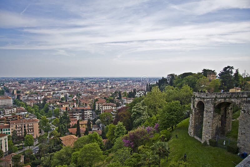 High Angle Shot of a Hill Covered in Trees Near Buildings Under a ...