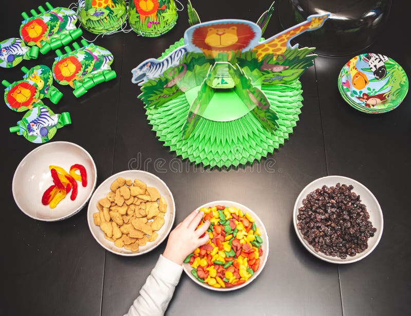 High-angle Shot of Kids Birthday Party Table Editorial Photo - Image of ...