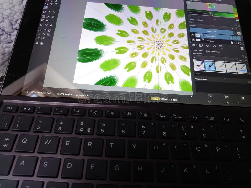 High Angle Shot of a Laptop Screen of a Graphic Designer Stock Photo ...