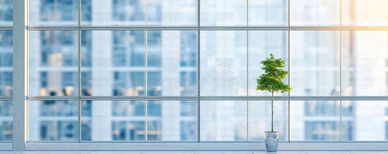 A Large Office Complex with Employees Seen through the Windows Working ...