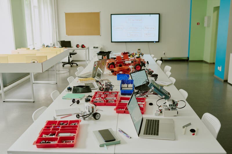Mess on Table in Classroom stock image. Image of robotics - 342991291