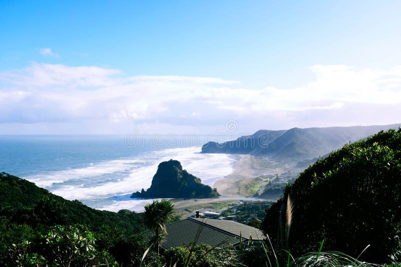 High Angle Shot of the Ocean Waves by a Beautiful Tropical Beach Stock ...