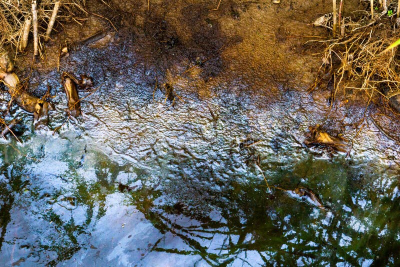 High Angle Shot of an Oil Spill Pollution Stock Photo - Image of ...