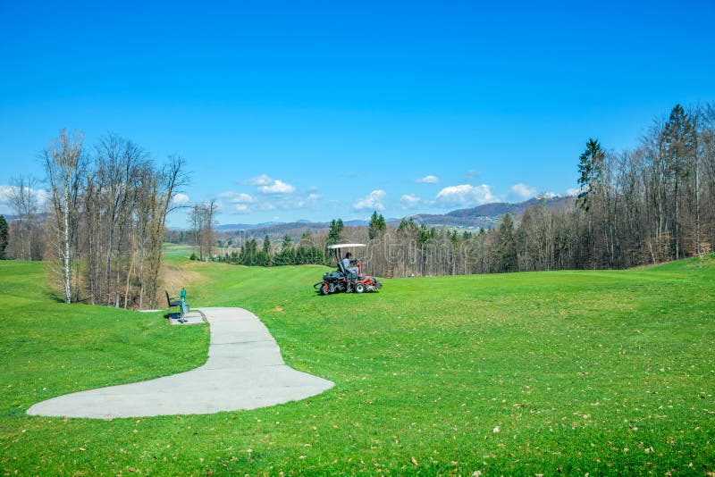 High Angle Shot of the Path in the Golf Course in Otocec, Slovenia ...