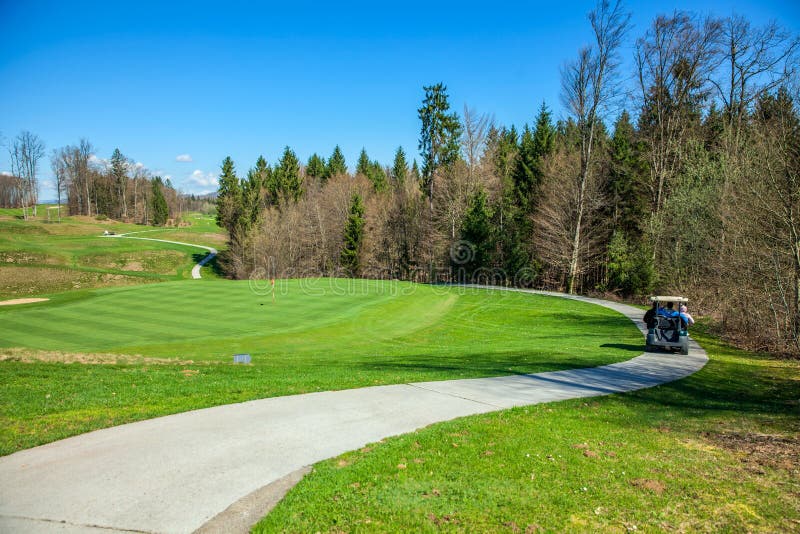 High Angle Shot of the Path in the Golf Course in Otocec, Slovenia ...