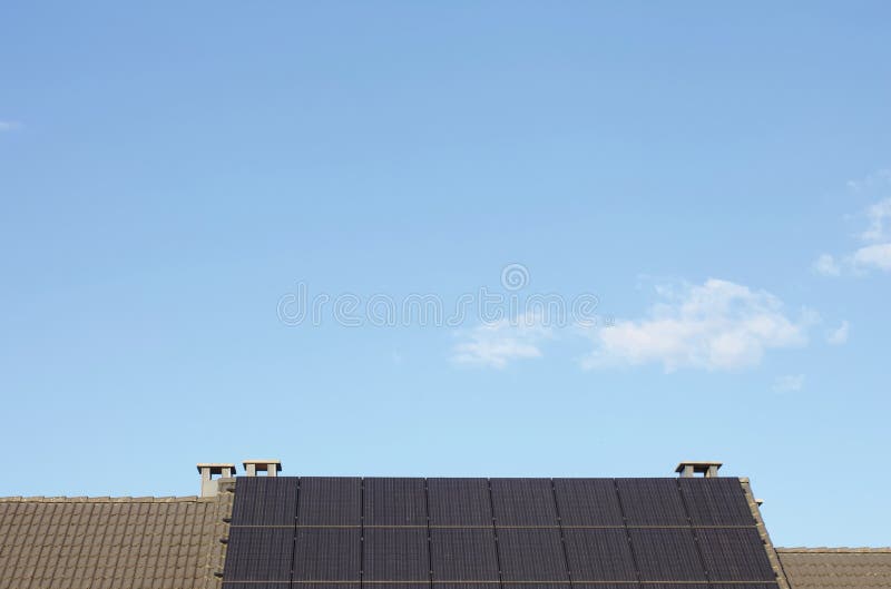 High Angle Shot of PV Solar Panels on the Roof of a Building Stock ...