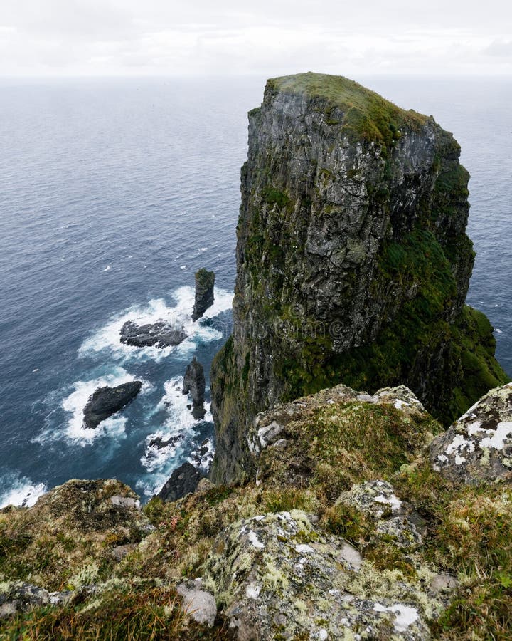 High Angle Shot of Risin Og Kellingin from the Peak of Eioiskollur in ...