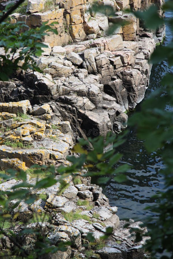 High Angle Shot of a River Cliff with Good Diving Spots Stock Photo ...