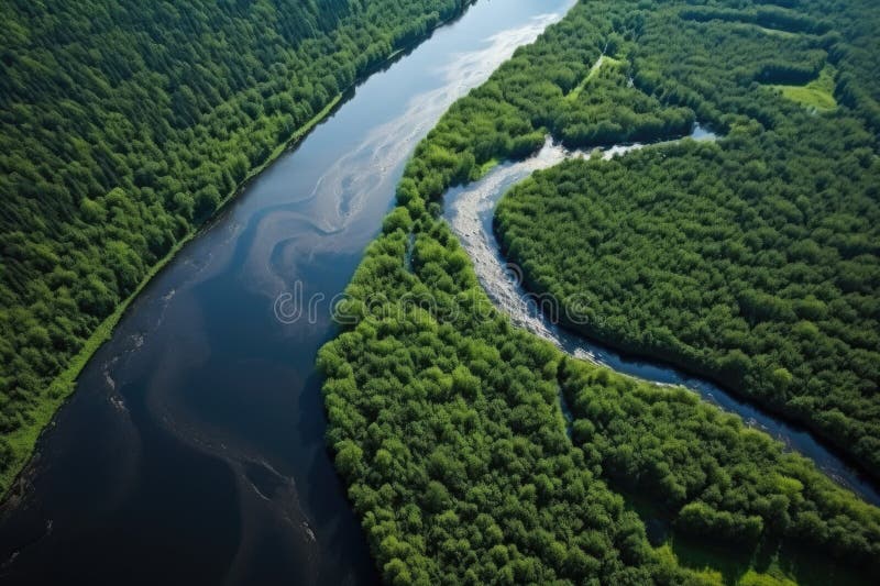 High-angle Shot of River Forming a Natural Border Stock Photo - Image ...