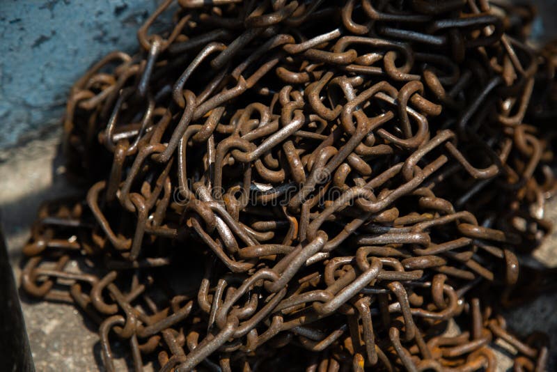 High Angle Shot of Rusty Iron Chains Stock Image - Image of detail ...