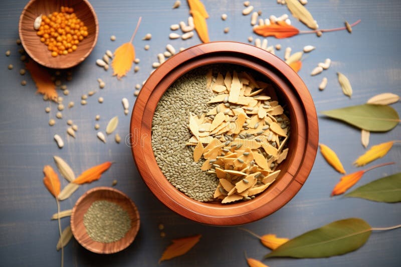 High Angle Shot of Seed Crackers in a Clay Dish Stock Image - Image of ...