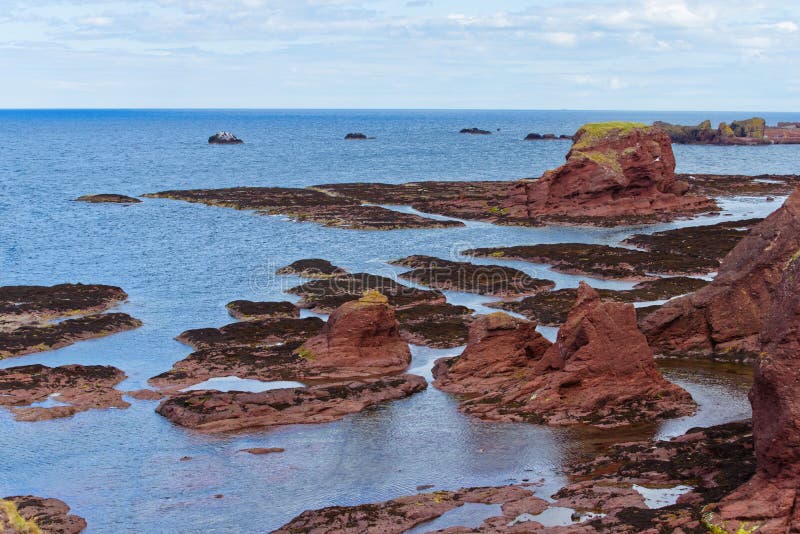 High Angle Shot of Stone Formations on the Shore of North Berwick ...