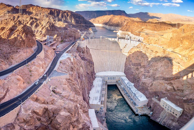 High-angle Shot of a Sunset at the Hoover Dam from the Memorial Bridge ...