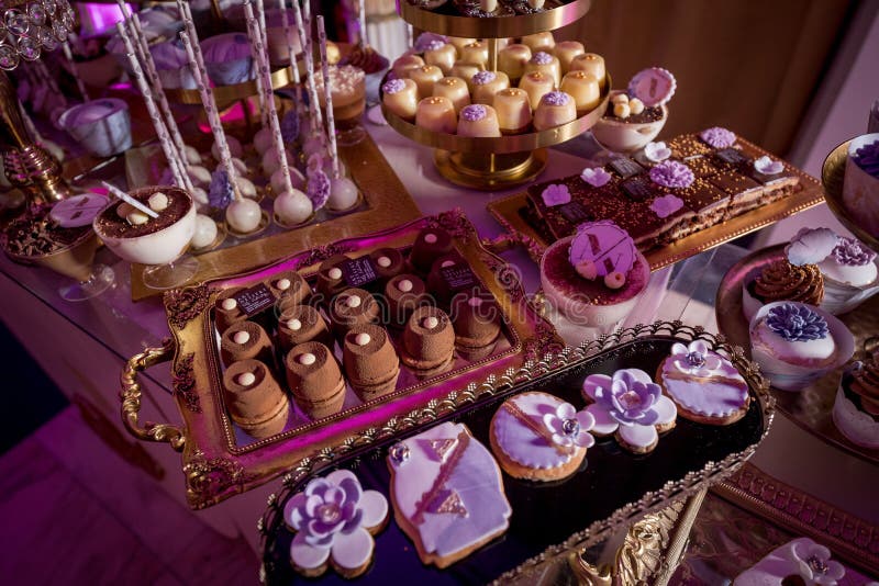 High Angle Shot of Sweet Snacks on an Event Table Stock Image - Image ...