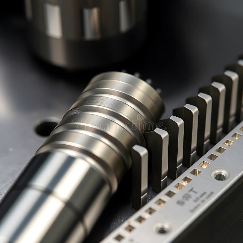 A High Angle Shot of a Threading Tool Laying Next To a Row of Precision ...