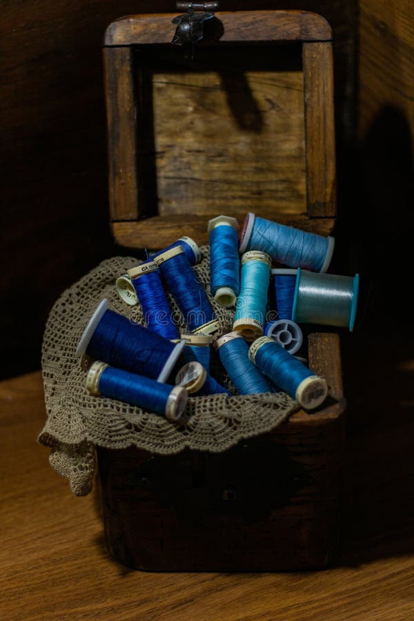 High Angle Shot of Threads with Different Shades of Blue Stock Image ...