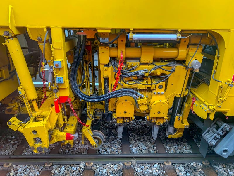 High Angle Shot of a Train Braking Mechanism on a Railroad Track Stock ...