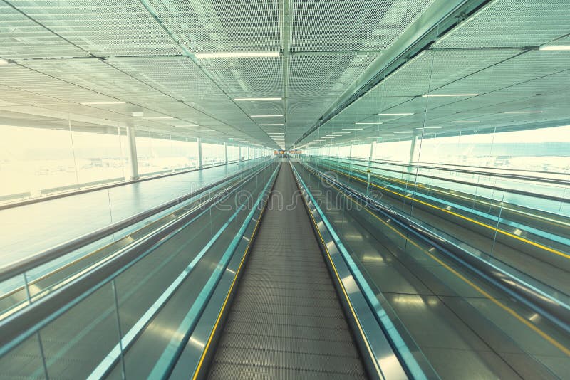 High Angle Shot of a Travelator Inside of an Airport Stock Image ...