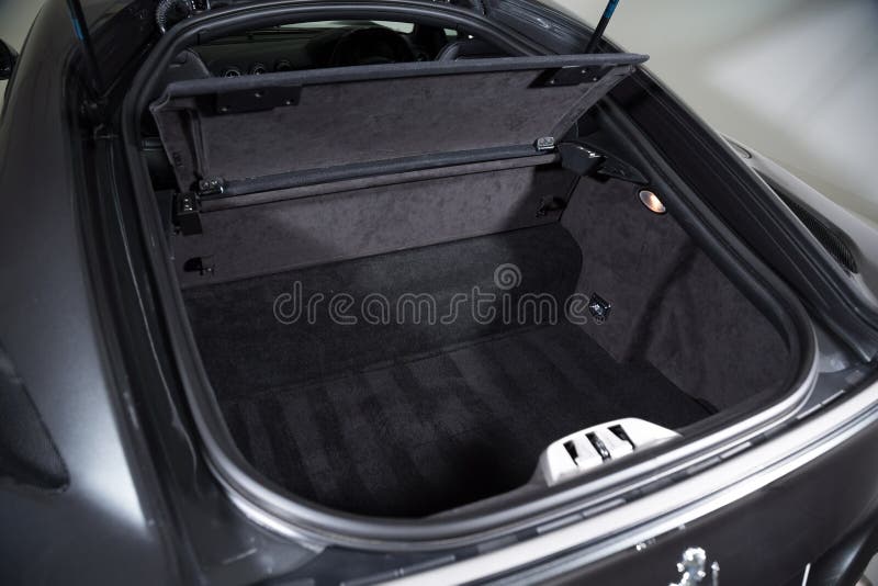 High Angle Shot of a Trunk of a Modern Black Car Under the Lights Stock ...