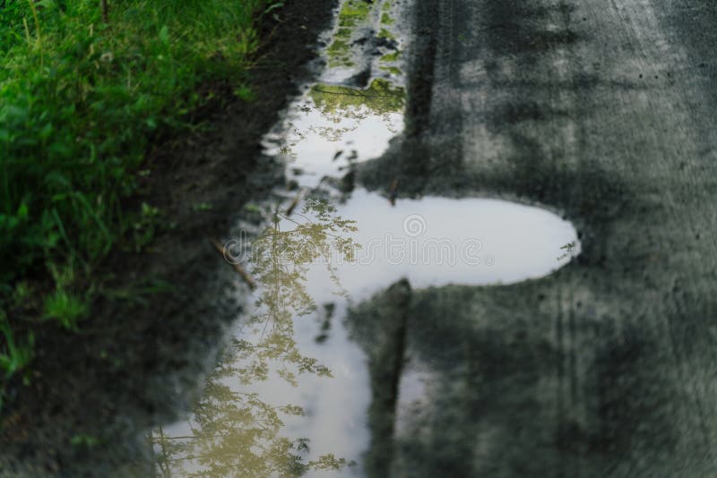 High Angle Shot of Water on the Side of the Road Stock Photo - Image of ...