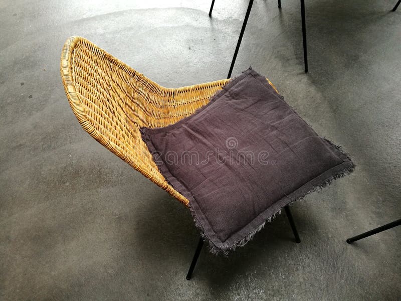 High Angle Shot of a Wicker Chair in a Room Stock Photo - Image of ...