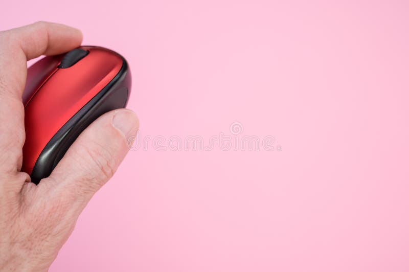 High Angle Shot of a Wireless Mouse on a Pink Surface Stock Image ...