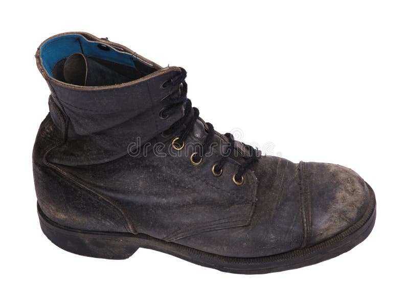 Isolated Used Army Boot - High Angle Side View Stock Photo - Image of ...