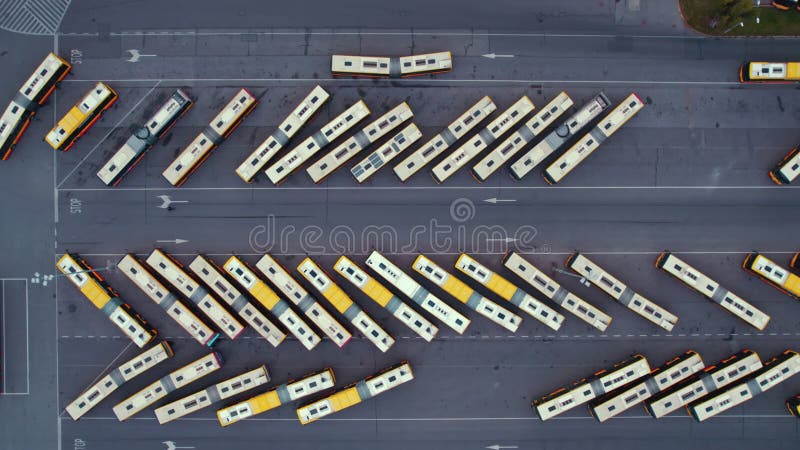 Herringbone Pattern Made of Various Buses and Coaches Standing at a Bus ...