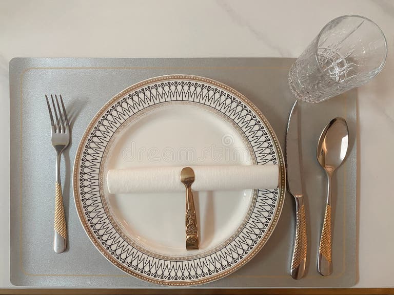 High Angle Top View of Elegant Fine Dining Table Setting, Flat Lay ...