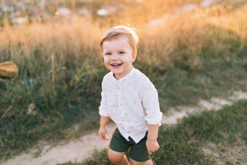 High Angle View of Adorable Little Boy Stock Image - Image of cute ...