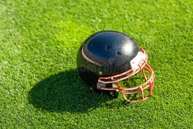 High Angle View of American Football Helmet Lying Stock Image - Image ...