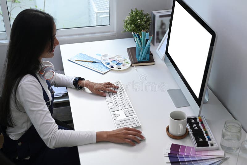 An Artist or Designer Working on Computer at the Office. Stock Image ...