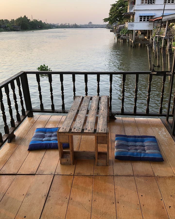 High Angle View of Balcony at Riverfront Stock Image - Image of ...