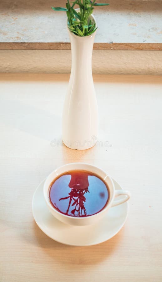 High Angle View of Black Tea Cup Stock Image - Image of angle, high ...