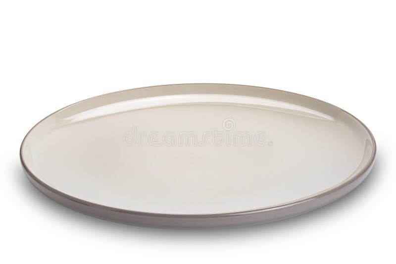 High Angle View of Brown Ceramic Plate with Brown Edge Isolated on ...