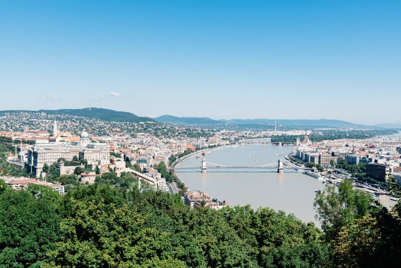 High Angle View of Budapest from Gellert Hill. Editorial Stock Image ...