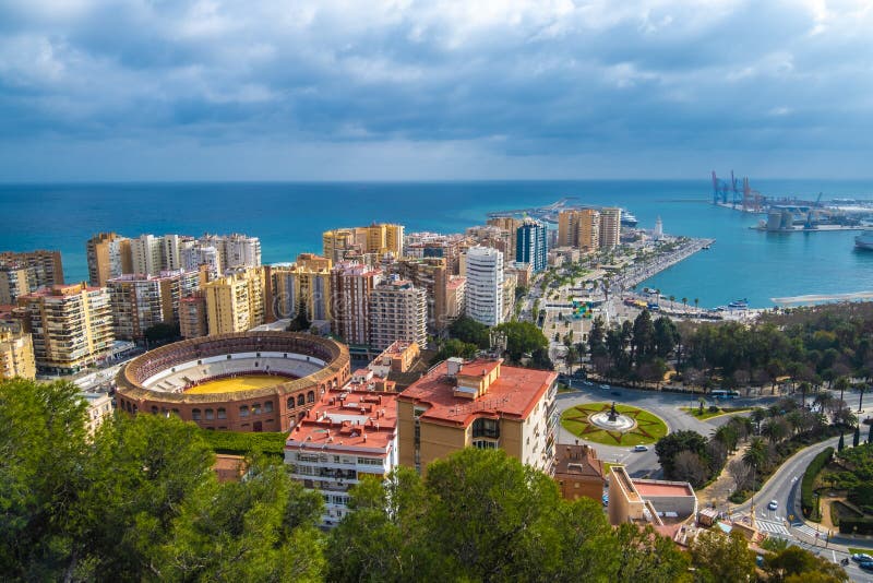 High Angle View of the Bullfighting Arena in Malaga Stock Photo - Image ...