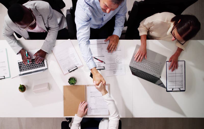 High Angle View of Business People Taking an Interview Stock Photo ...