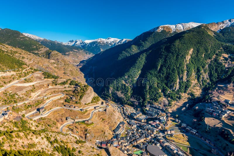 High Angle View on Canillo Andorra Stock Photo - Image of winter, sunny ...