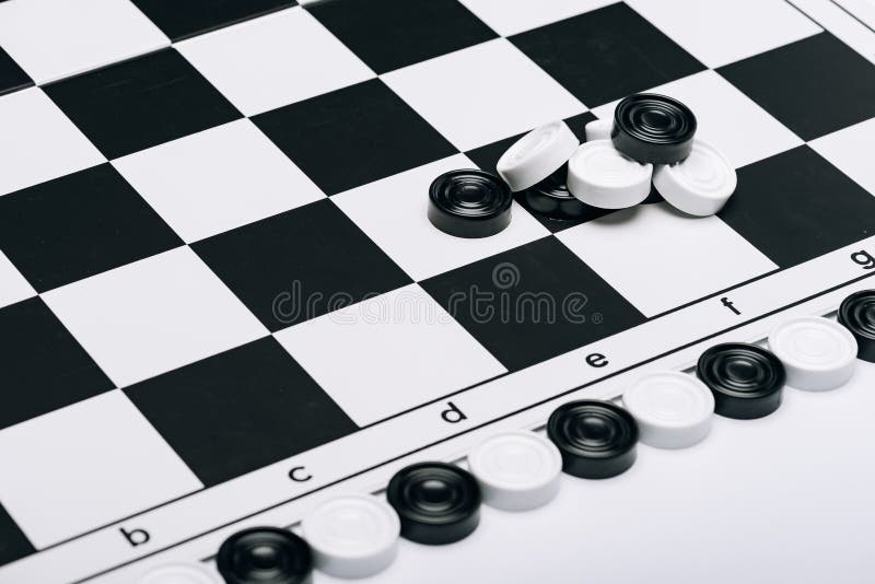 High Angle View of Checkers on Checkerboard Stock Photo - Image of ...