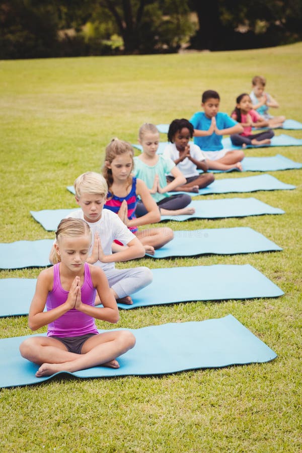 High Angle View of Children Doing Yoga Stock Image - Image of ...
