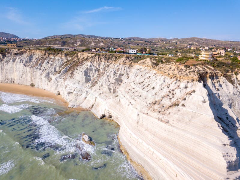 High Angle View of Cliffs on the Coast of Sicily, Italy Stock Image ...