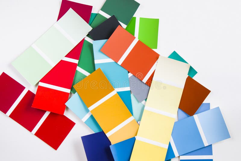 High Angle View of Color Cards on the White Background, Variation and ...